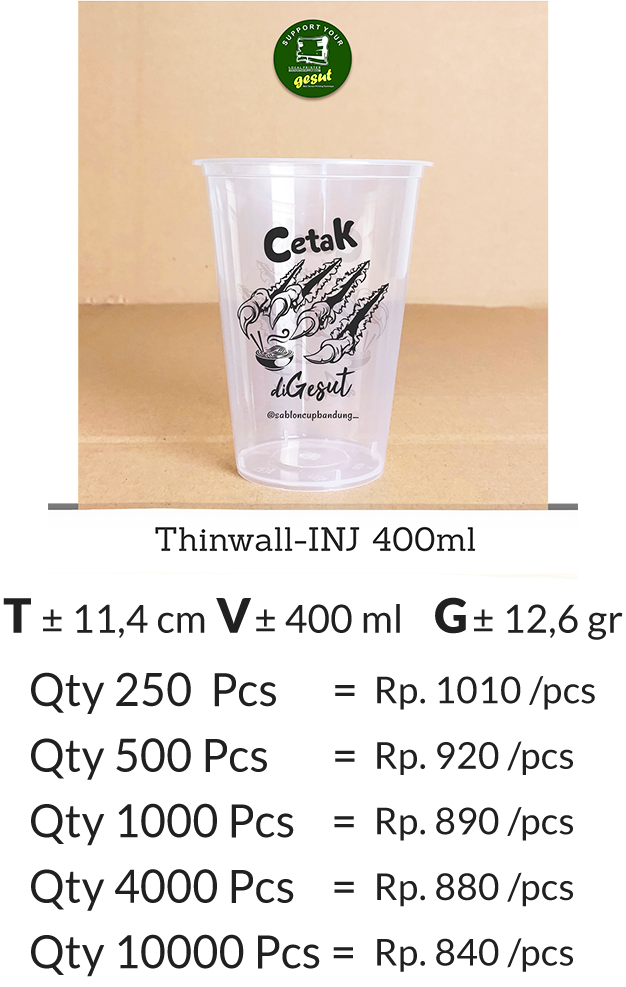 Sablon Cup PP (Polypropylene) & PP Injection - Sablon Cup Bandung Gesut